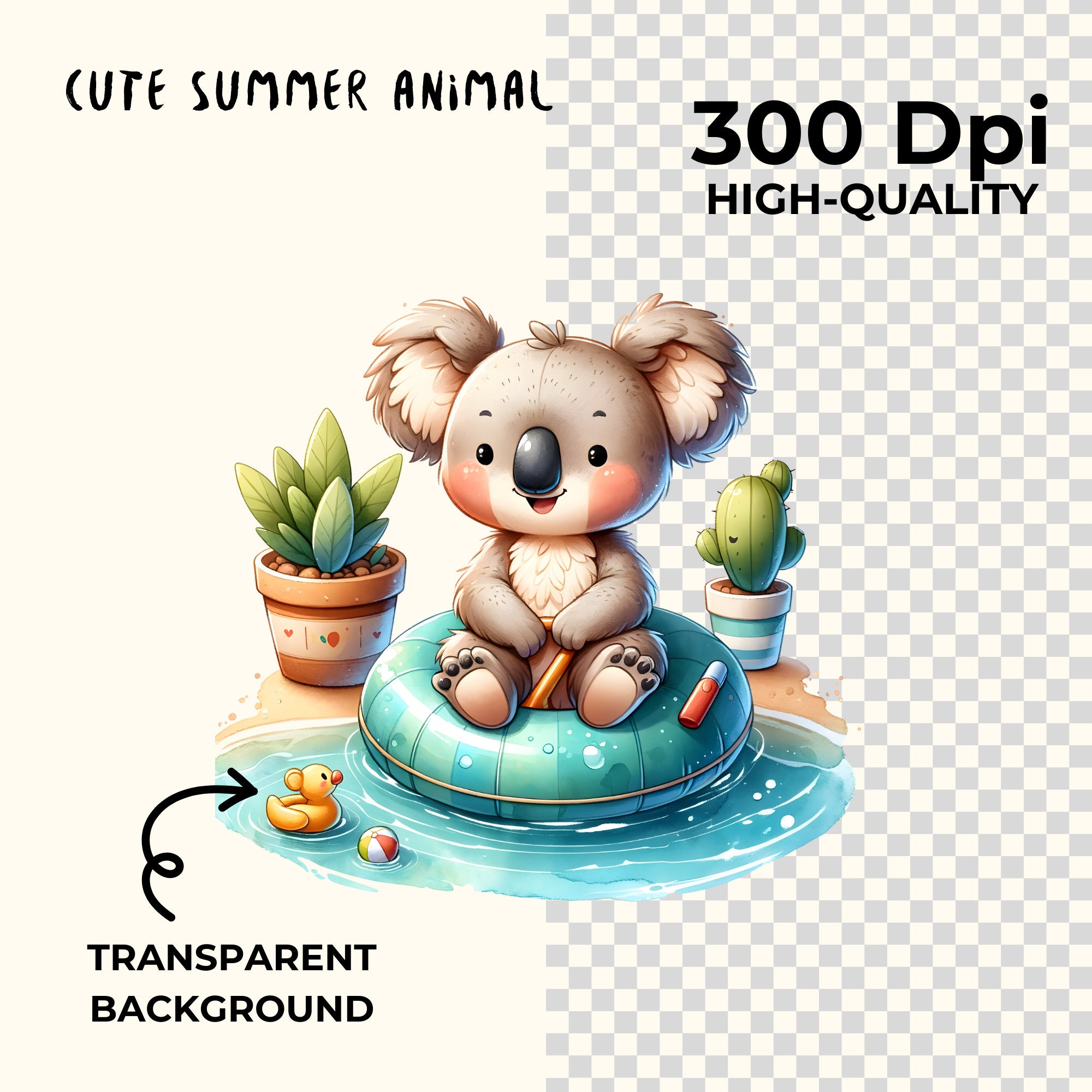 15 PNG Files : Cute Summer Animal Clipart, Animal Clipart, Animal Png ...