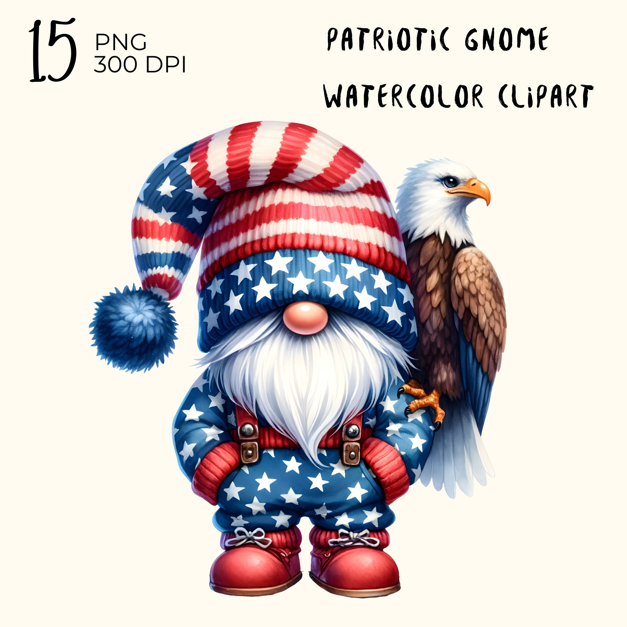 Patriotic Gnome PNG Clipart: Watercolor Summer Gnomes (digital Download ...
