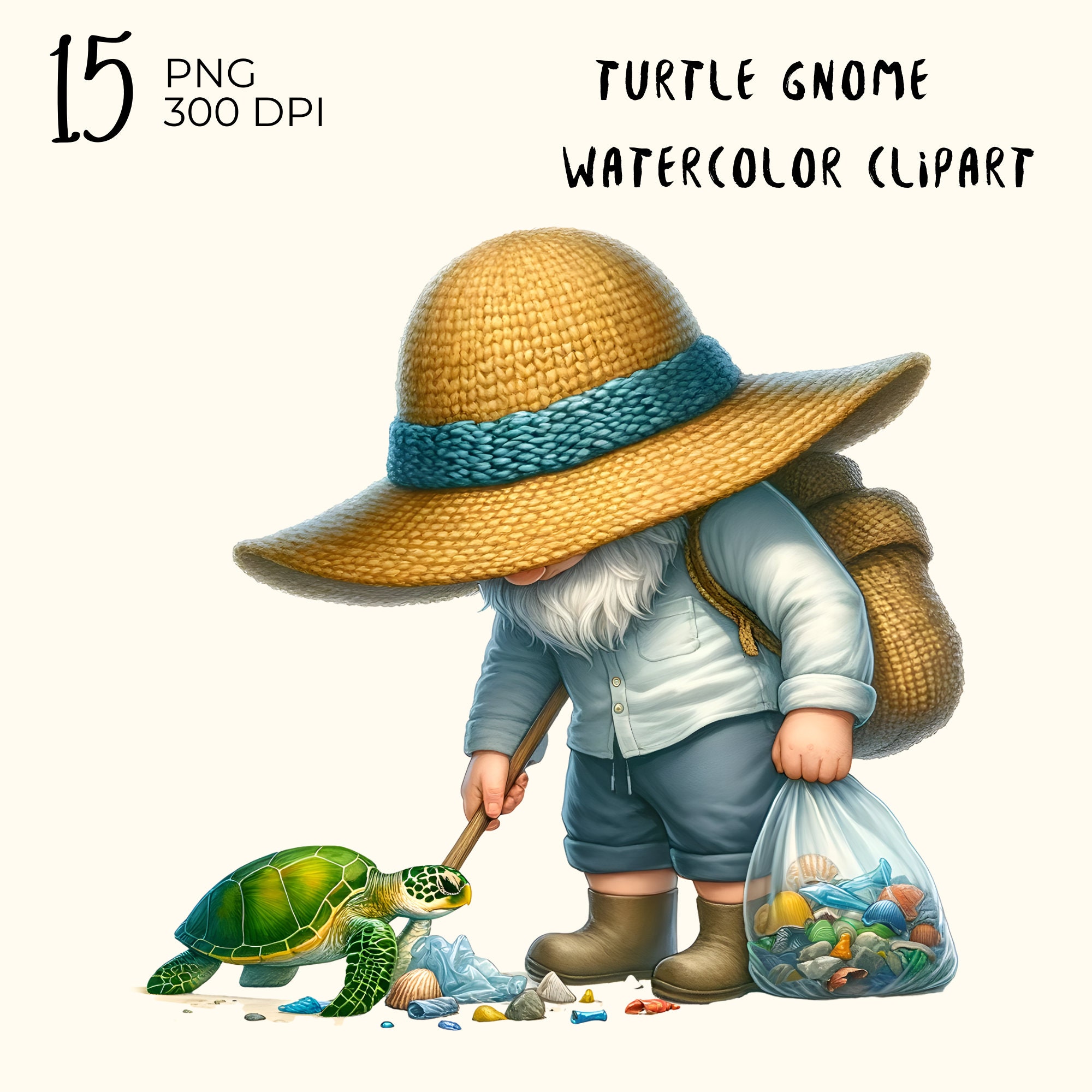 Turtle Gnome Watercolor PNG Clipart: Summer Gnomes (digital Download ...