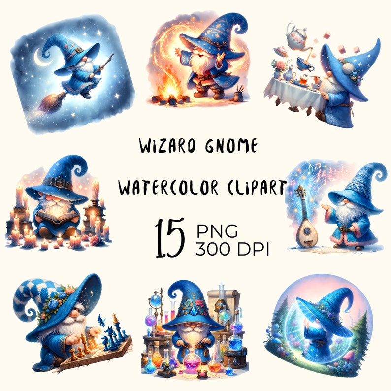 15 PNG Files : Wizard Gnome, Gnome Clipart, Watercolor Gnome Png ...