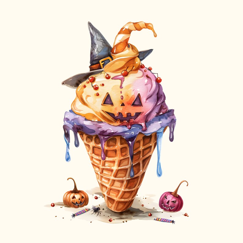 15 PNG Files : Ice Cream Cones Dressed up in Holiday Themes Halloween ...