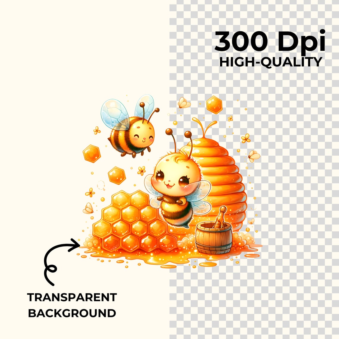 15 PNG Files : Cute Bee Clipart, Clipart Bundle, Gift for Kids, Kids ...