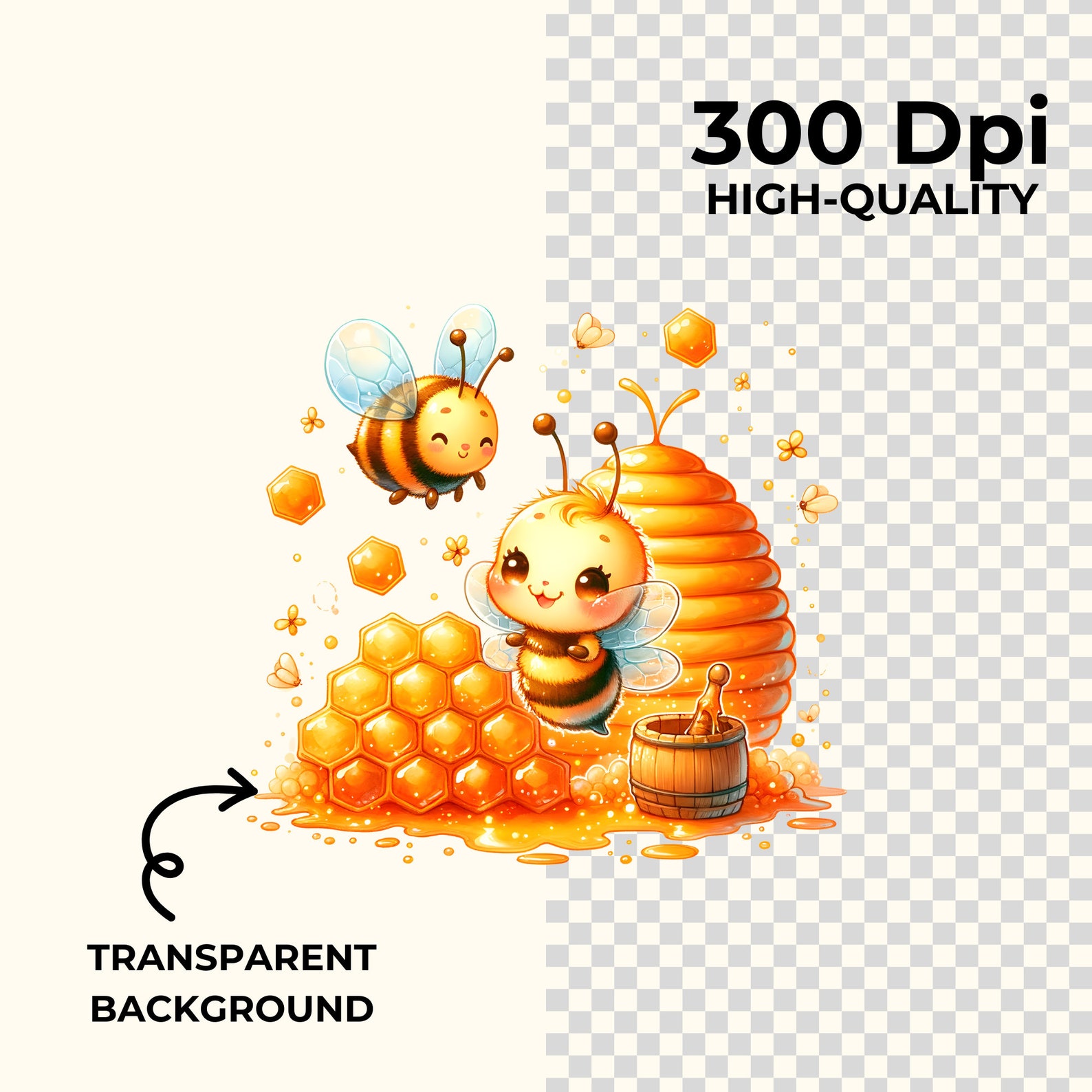 15 PNG Files : Cute Bee Clipart, Clipart Bundle, Gift for Kids, Kids ...