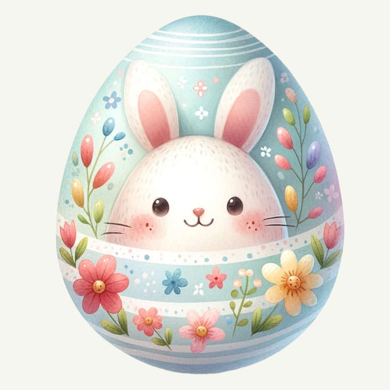 10 PNG Files : Easter Ceramic Egg Clipart, Festive Floral Easter Egg ...