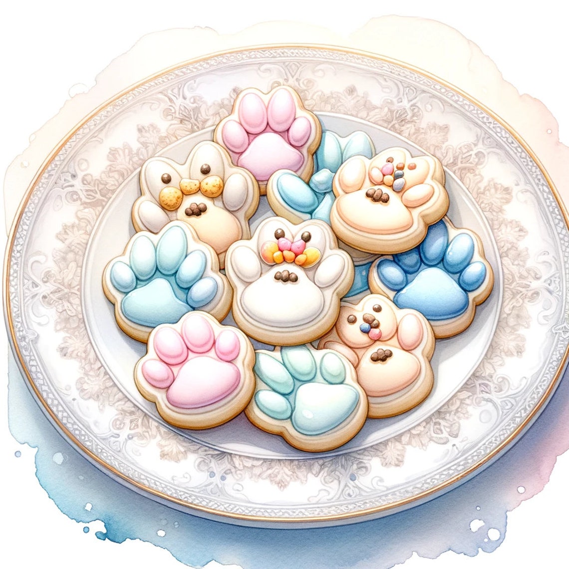 10 JPEG Files : Watercolor Easter Biscuits Clipart, Digital Download ...