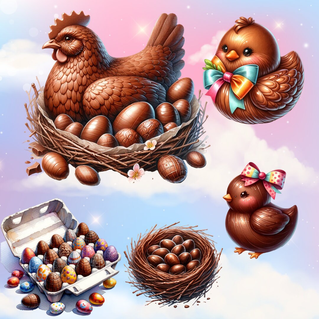 10 PNG Files : Easter Chocolate Clipart, Easter Chocolate Egg, Digital ...