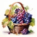 Watercolor Grapes in a Basket, Fruit, Digital Download, Card Making ...