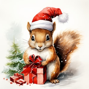 Set of Christmas Squirrel Clipart 15 High Quality Jpgs, Merry Christmas ...