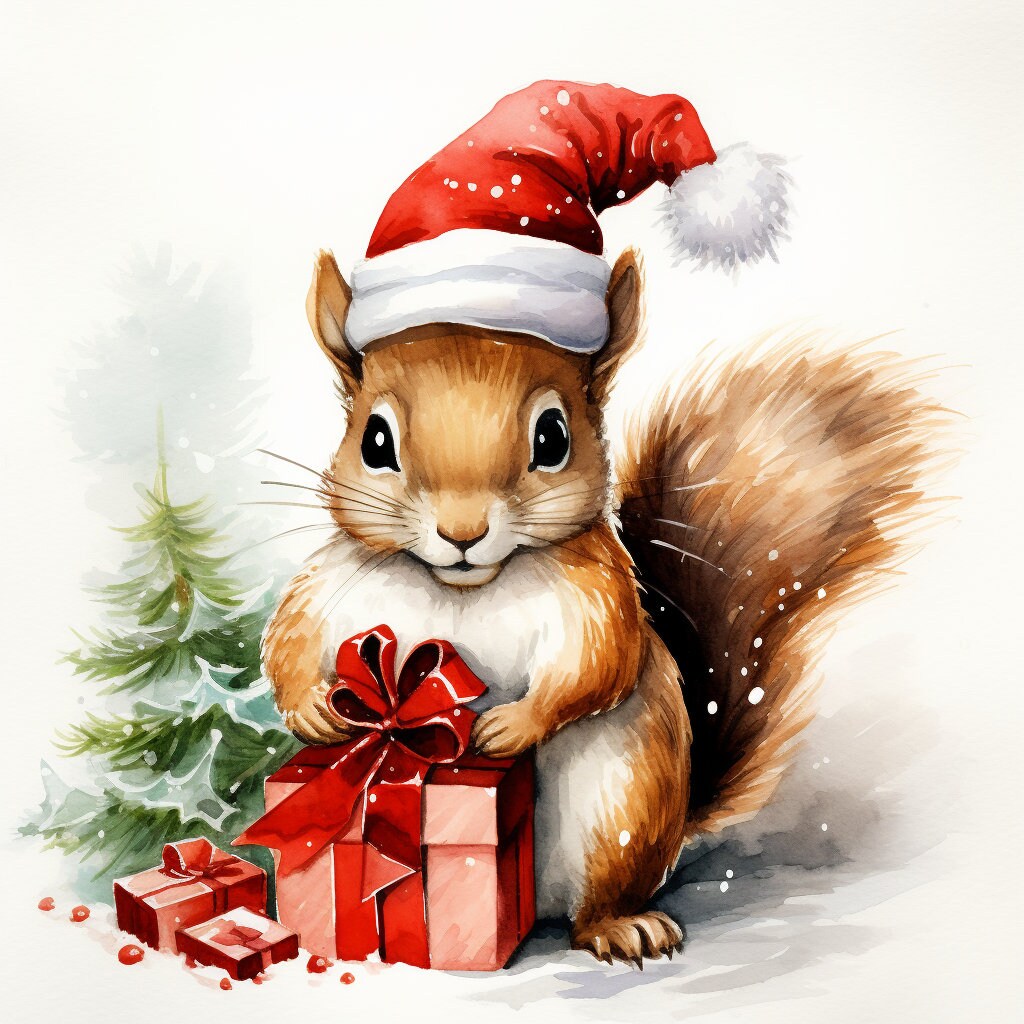 Set of Christmas Squirrel Clipart 15 High Quality Jpgs, Merry Christmas ...