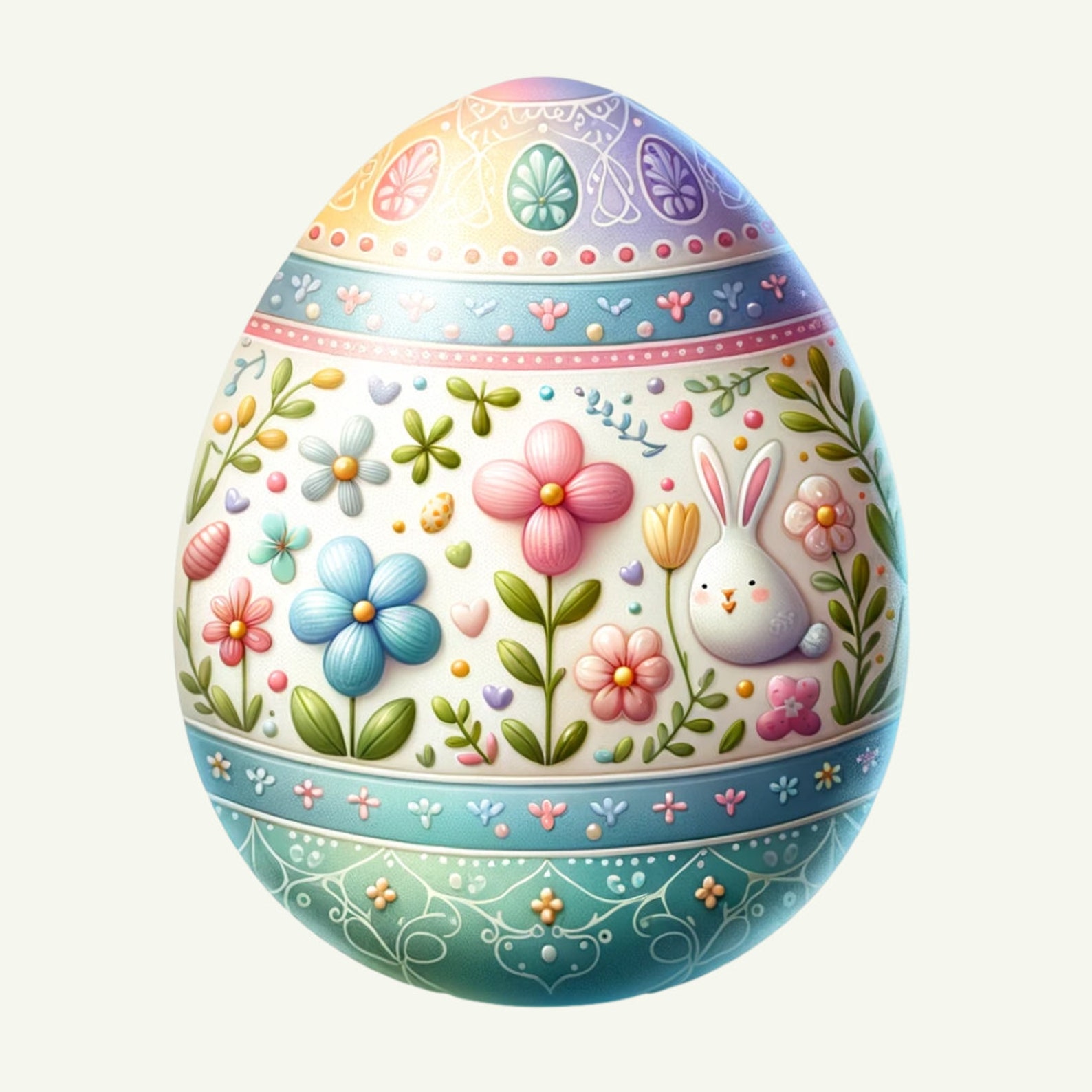 10 PNG Files : Easter Ceramic Egg Clipart, Festive Floral Easter Egg ...