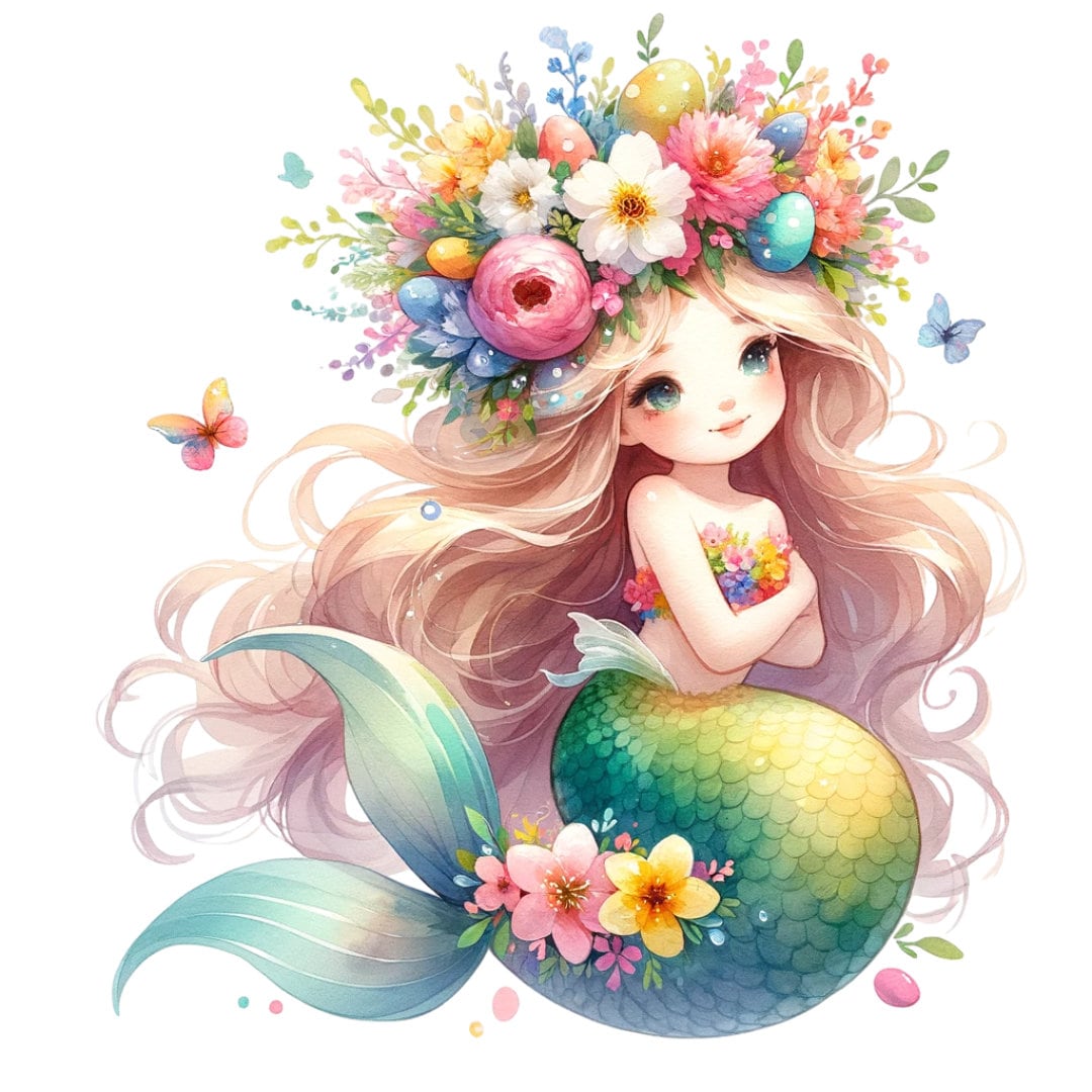 14 PNG Files Enchanted Easter Mermaid: Festive Sea Fantasy, Digital ...