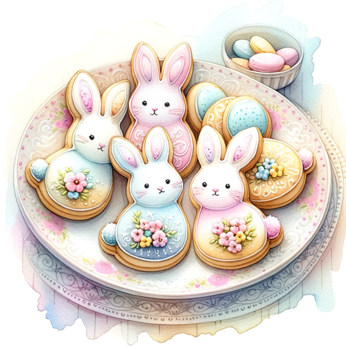 10 JPEG Files : Watercolor Easter Biscuits Clipart, Digital Download ...