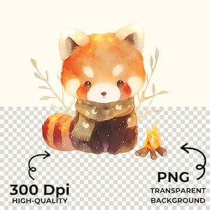 15 PNG Files : Red Panda Camping, Cute Summer Animal Clipart, Animal ...