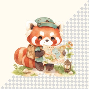 15 PNG Files : Red Panda Camping, Cute Summer Animal Clipart, Animal ...