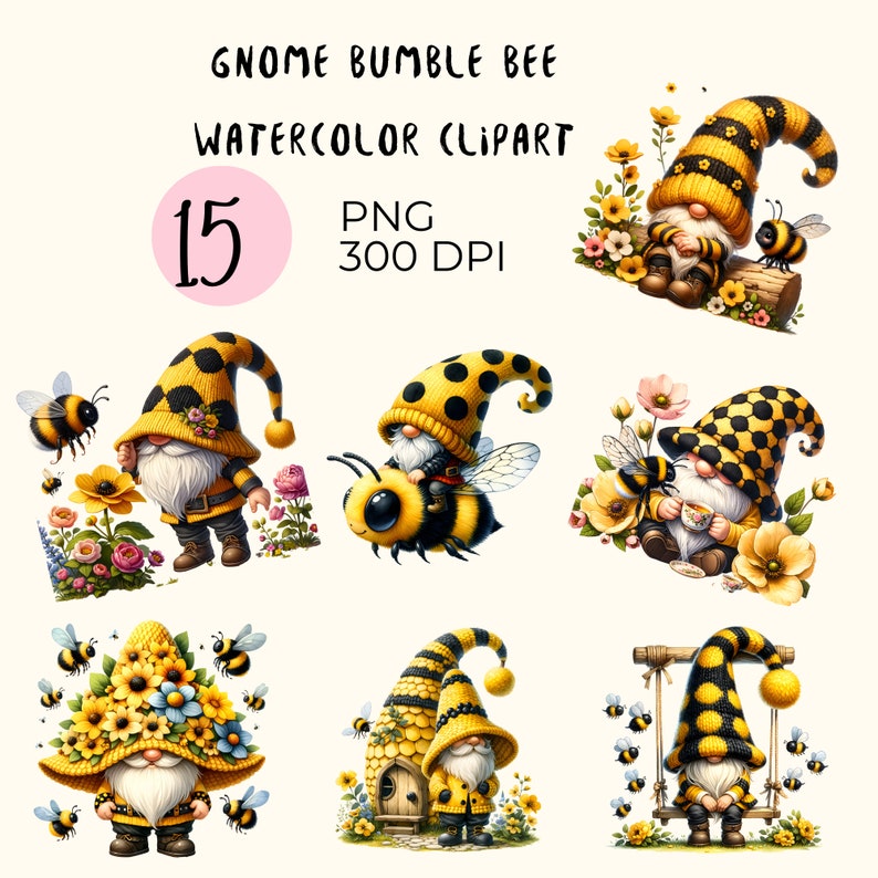 15 PNG Files : Gnome Bumble Bee, Gnnome Bee Png, Gnome Clipart, Digital ...