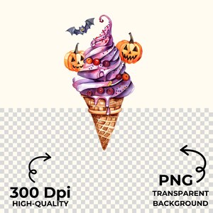 15 PNG Files : Ice Cream Cones Dressed up in Holiday Themes Halloween ...