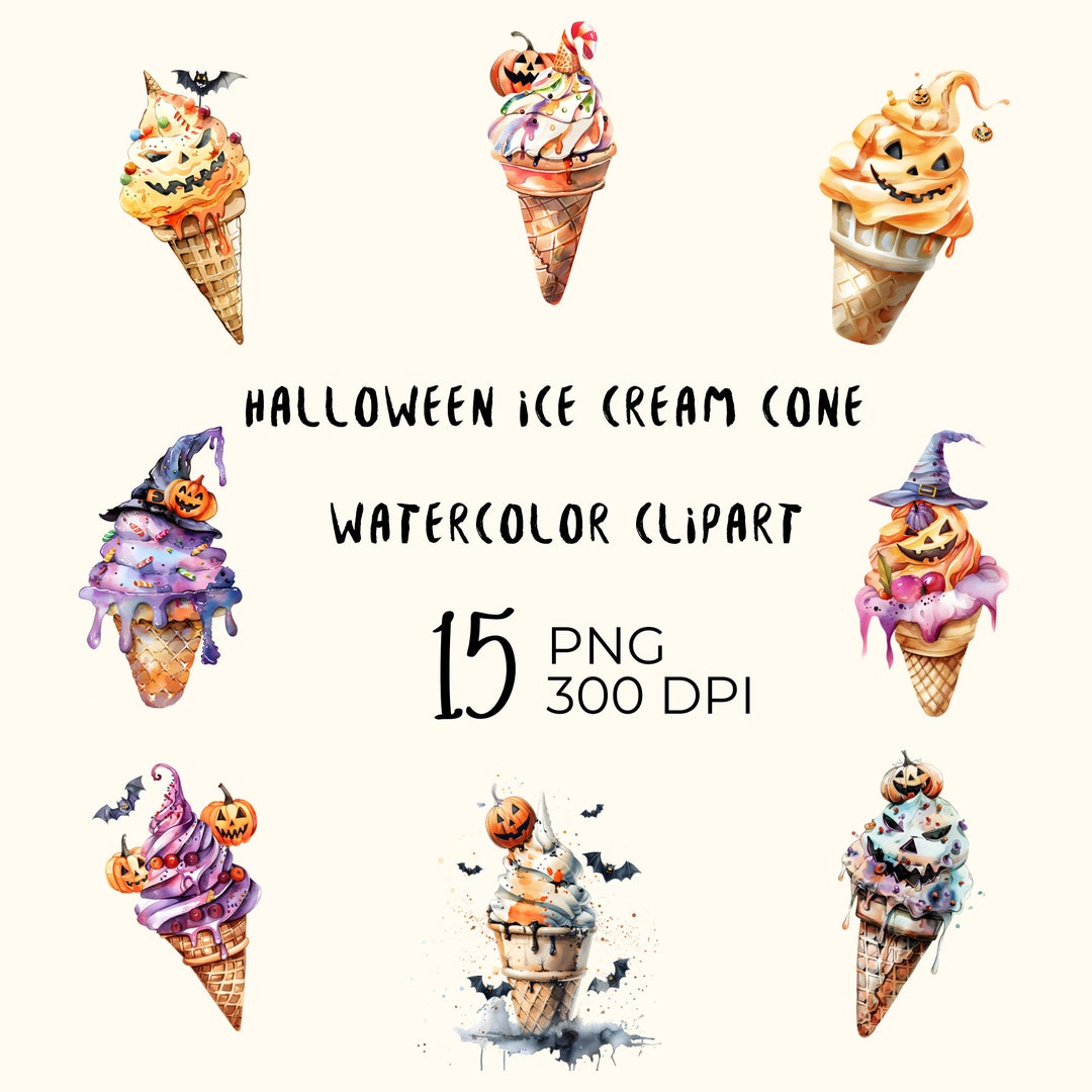 15 PNG Files : Ice Cream Cones Dressed up in Holiday Themes Halloween ...