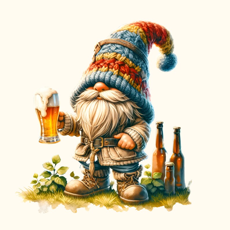 Beer Gnome Clipart: Watercolor Summer Gnomes (PNG Files) - Etsy