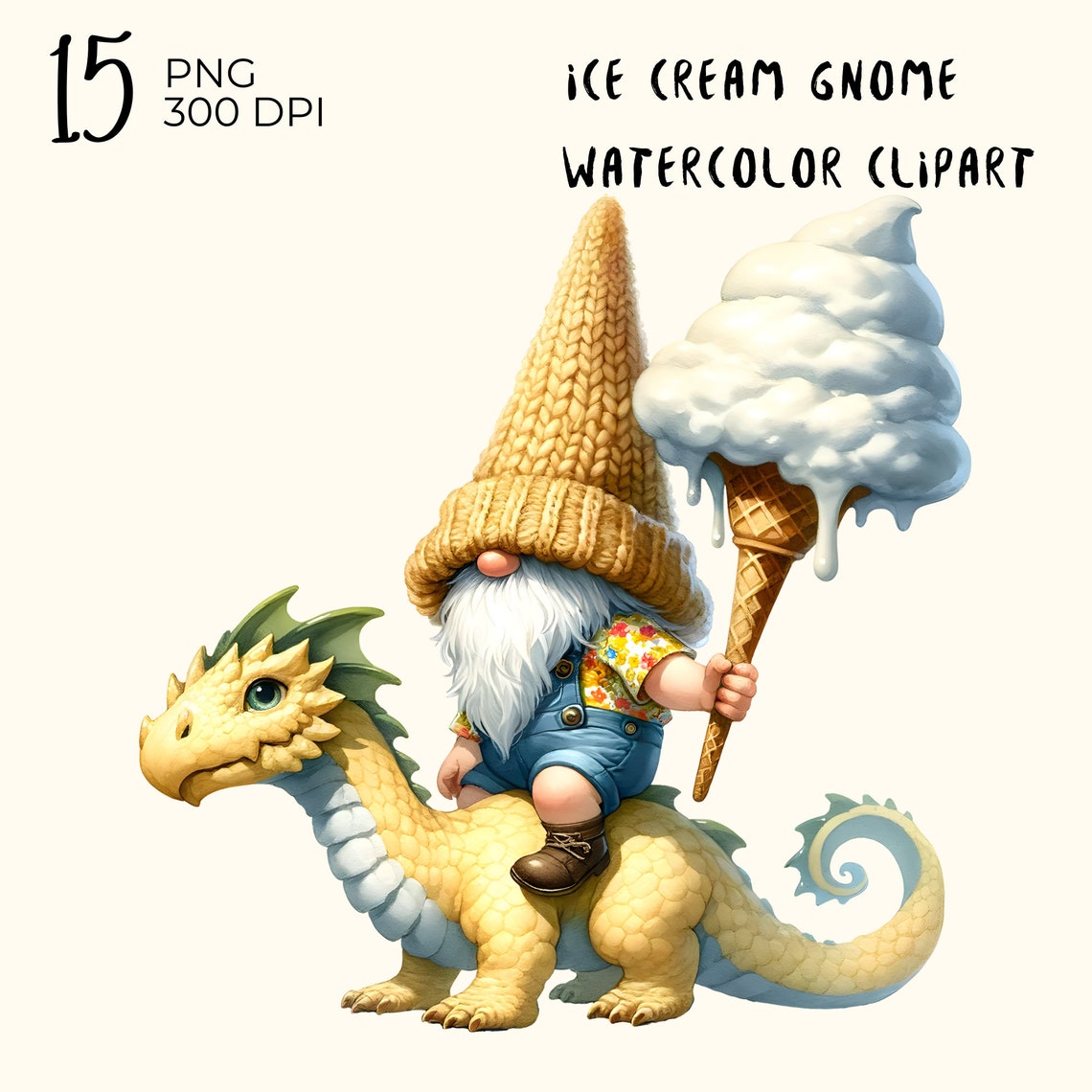 15 PNG Files : Ice Cream Gnome Clipart, Watercolor Gnome Png ...