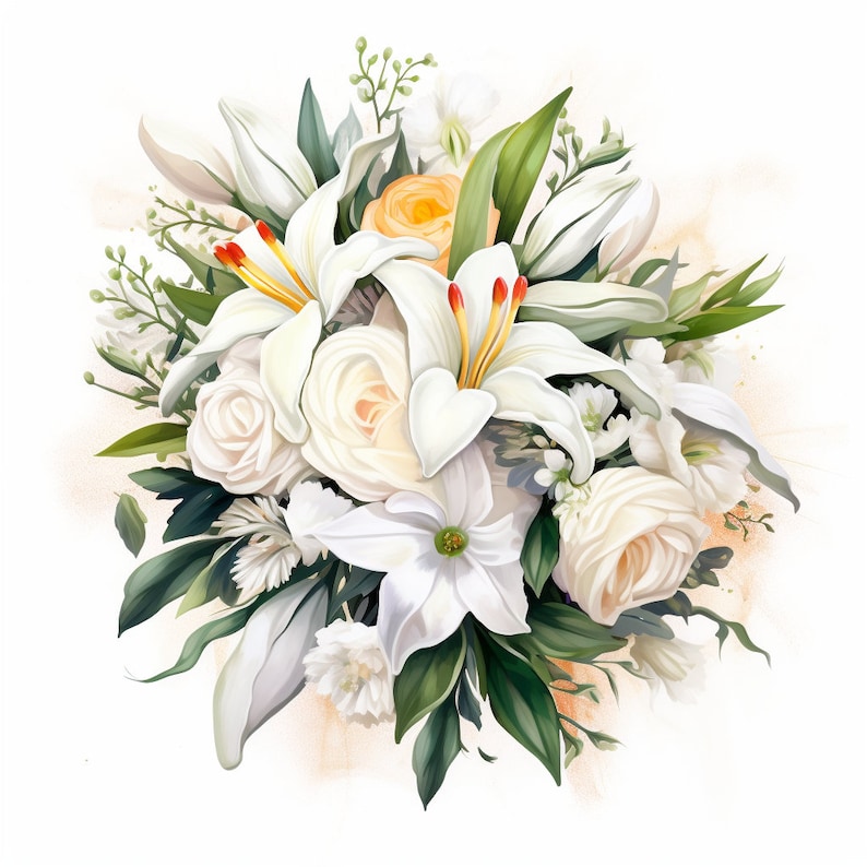 Wedding Flowers, Clipart, High Quality Jpgs, Digital Download, Card ...