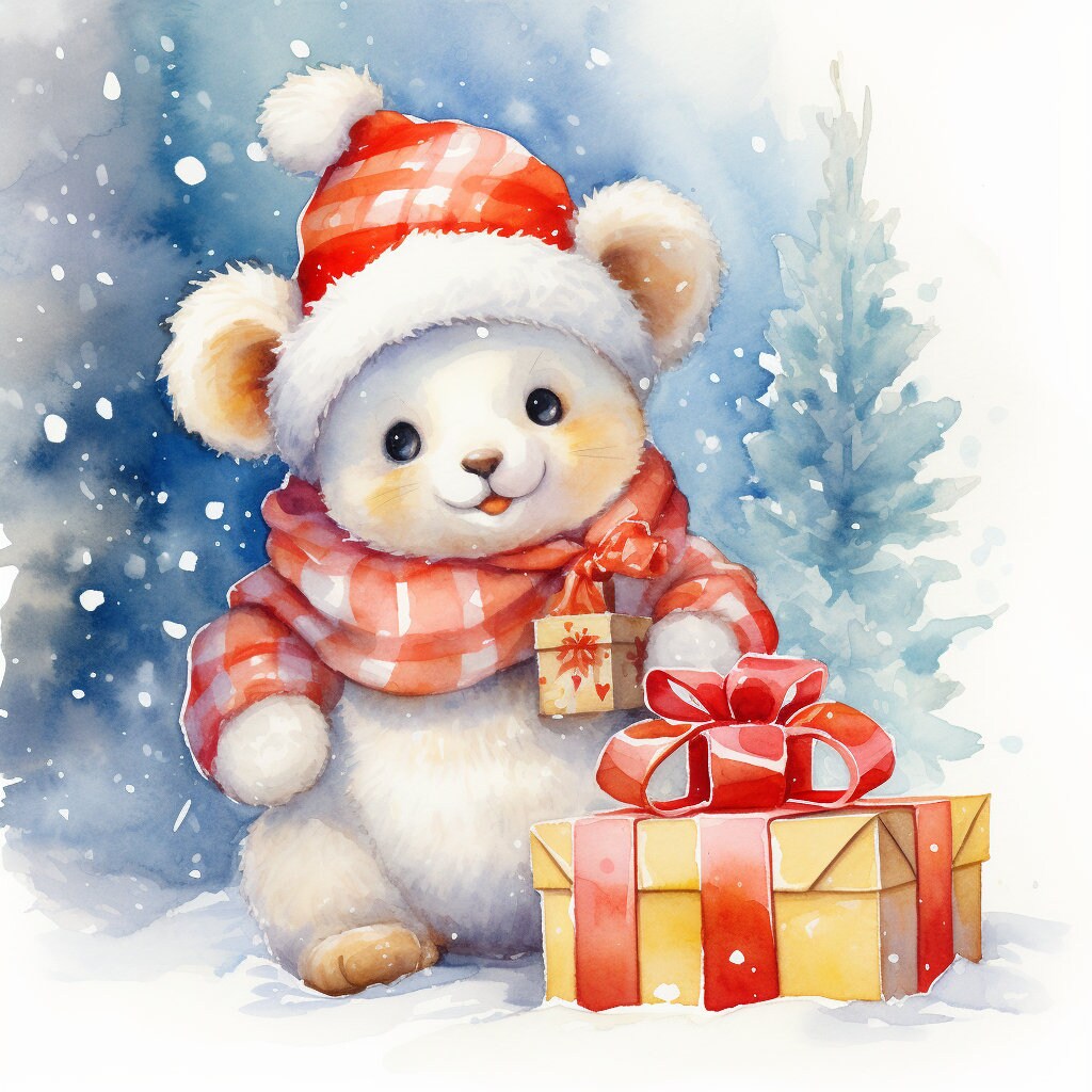 Set of Christmas Polar Bear Clipart 9 High Quality Jpgs, Merry ...