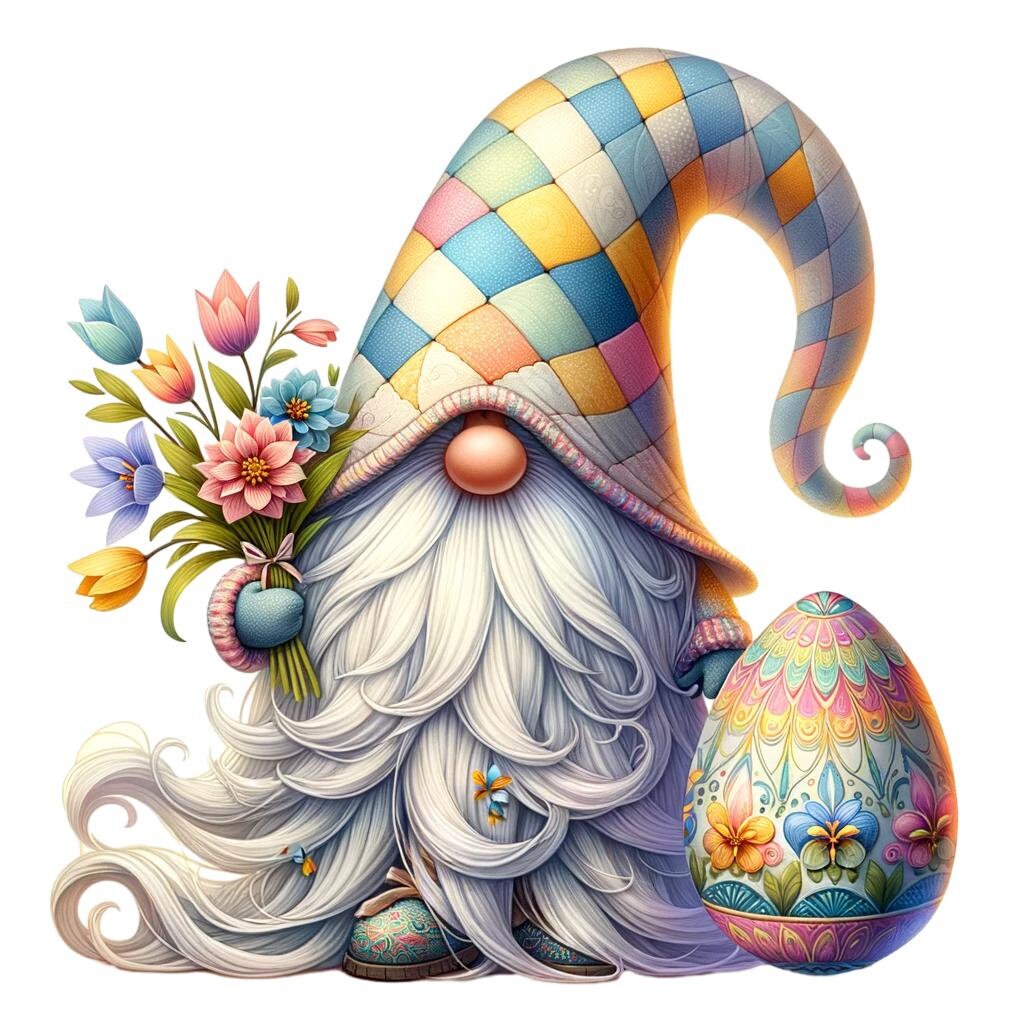 10 PNG Files : Spring Gnome With Easter Egg Charming Holiday ...