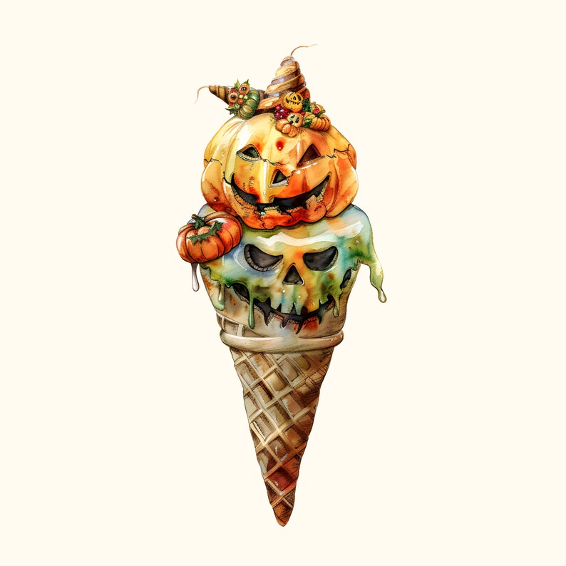 15 PNG Files : Ice Cream Cones Dressed up in Holiday Themes Halloween ...