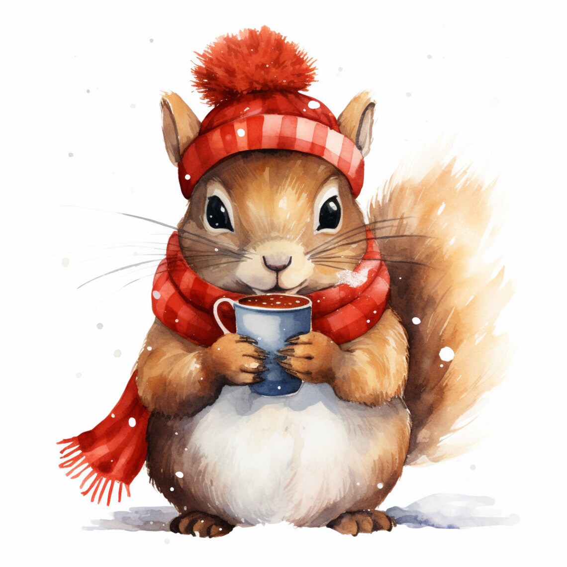 Set of Christmas Squirrel Clipart 15 High Quality Jpgs, Merry Christmas ...