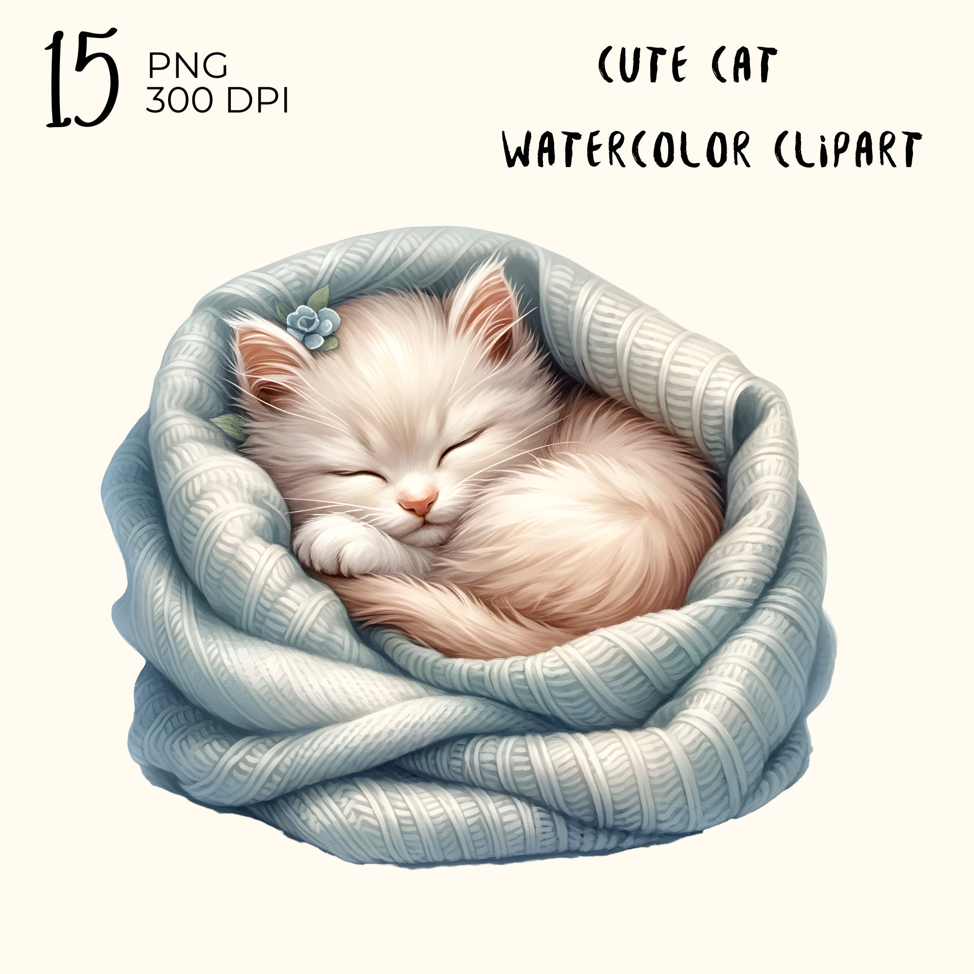 Watercolor Cute Cat Clipart PNG, Nursery Decor With Cute Animals, Cute ...