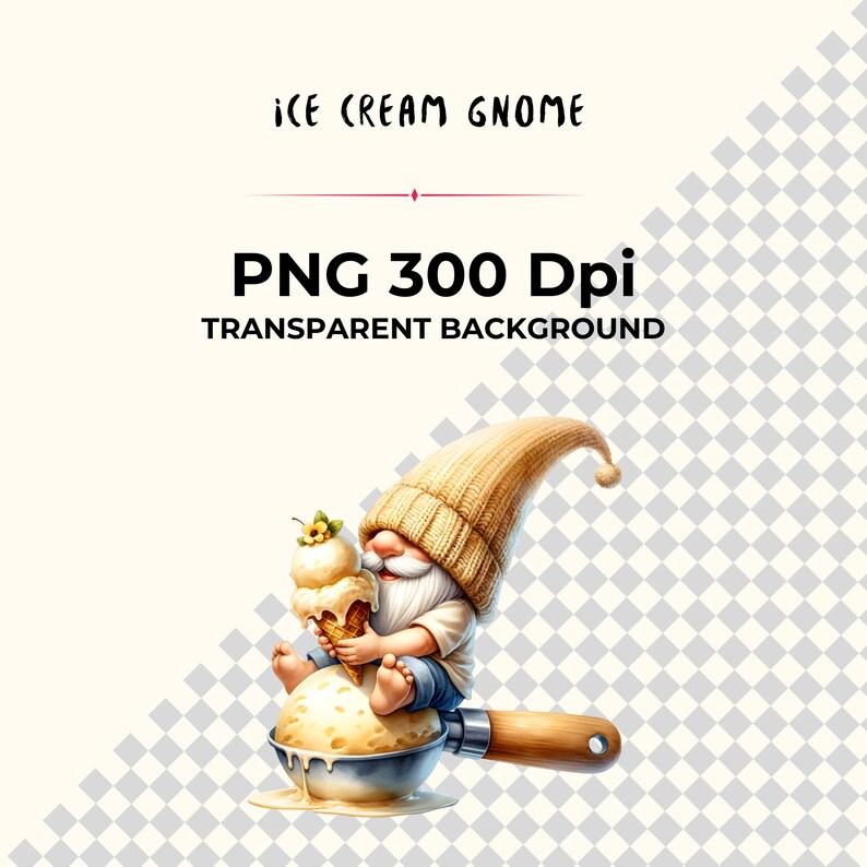 15 PNG Files : Ice Cream Gnome Clipart, Watercolor Gnome Png ...