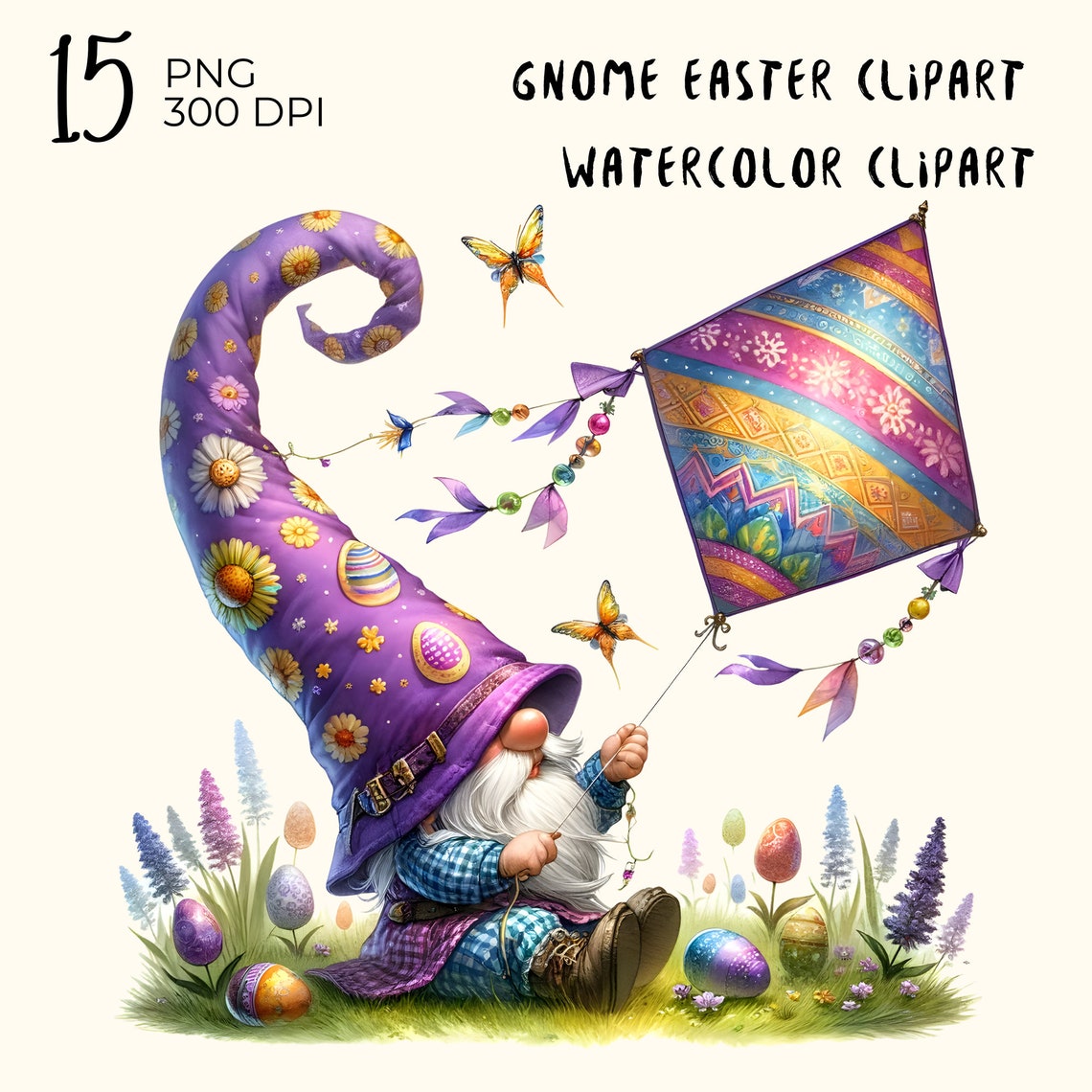 15 PNG Files : Gnome Easter Clipart, Watercolor Gnome Clipart, Gnome ...