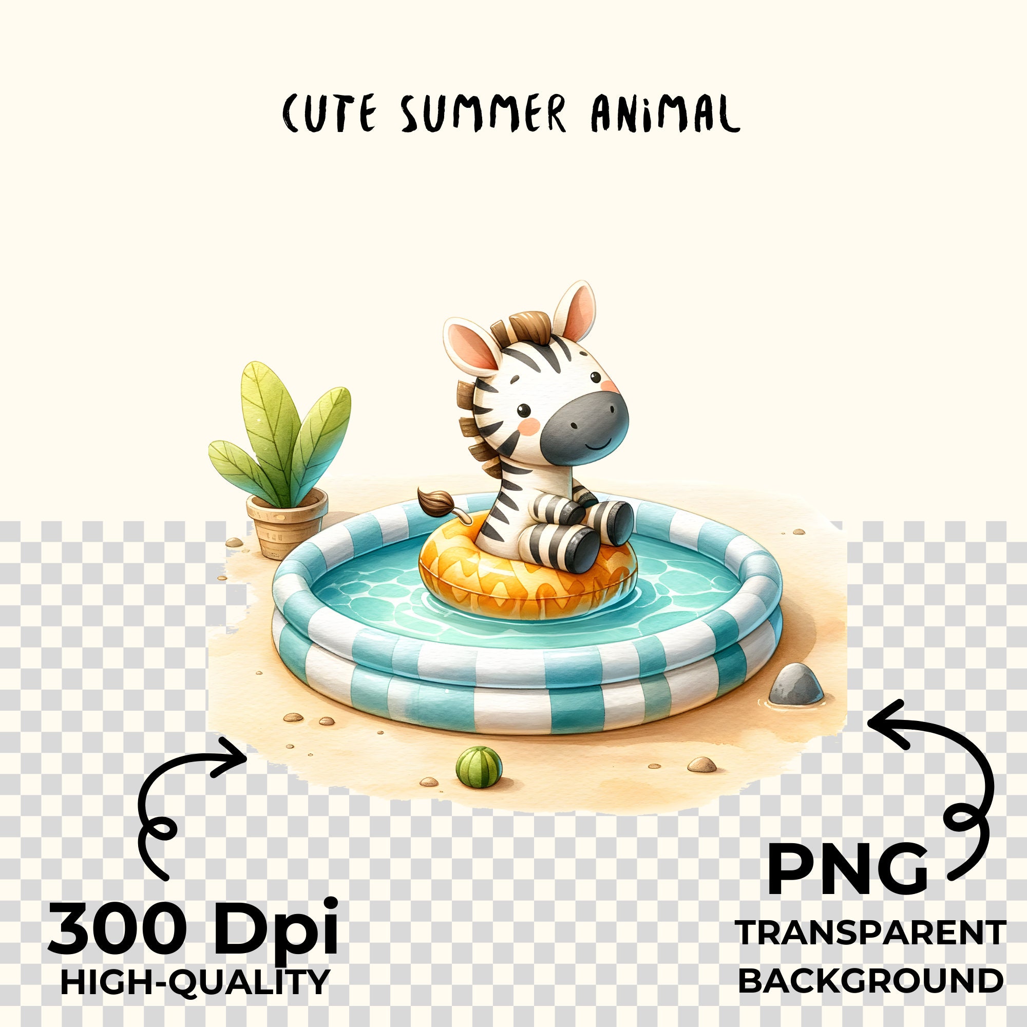 15 PNG Files : Cute Summer Animal Clipart, Animal Clipart, Animal Png ...