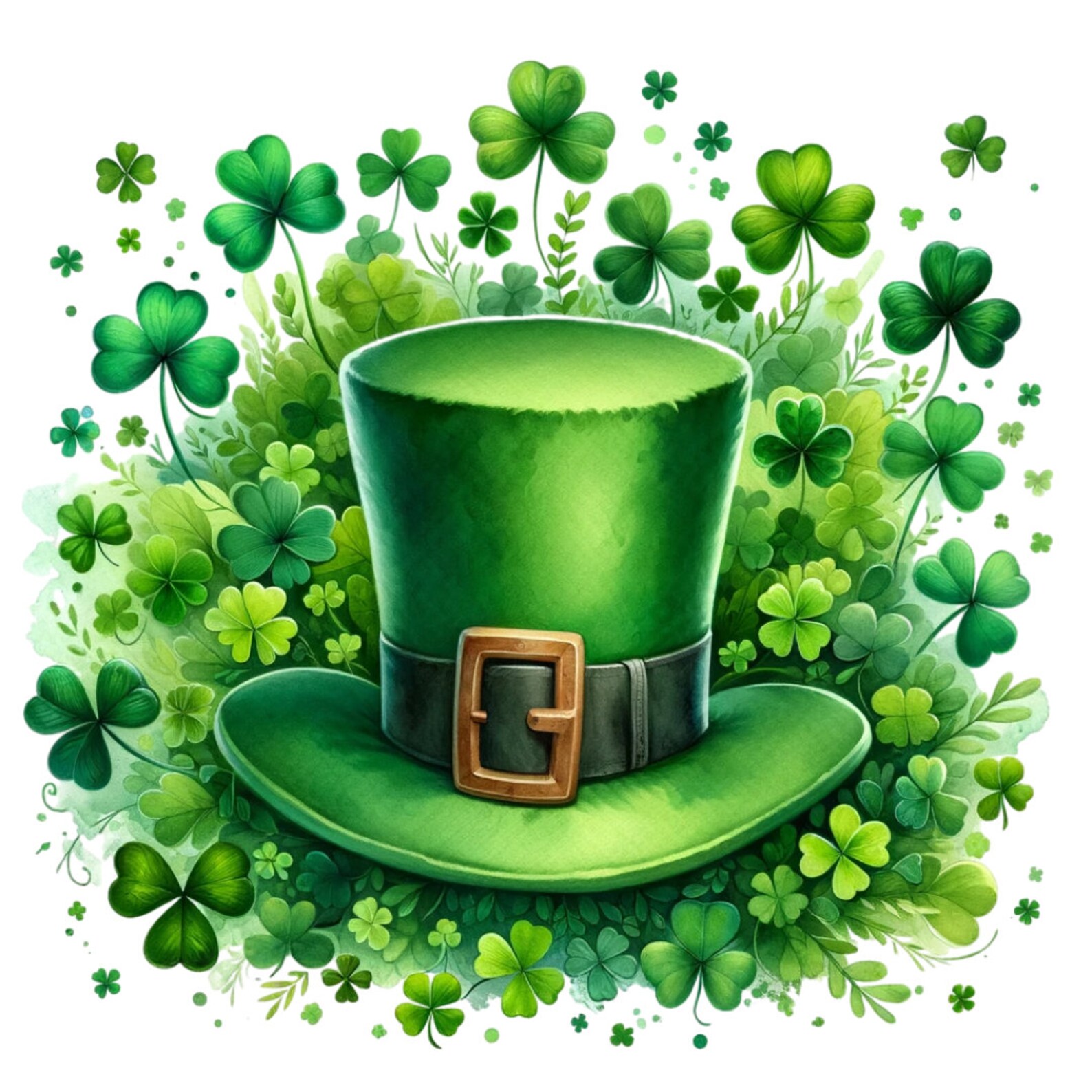 10 PNG Files : Whimsical Leprechaun Hat With Clover Illustration ...