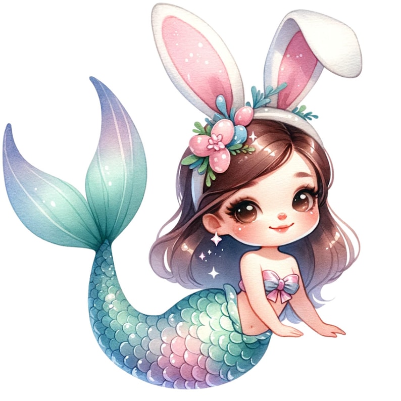 14 PNG Files Enchanted Easter Mermaid: Festive Sea Fantasy, Digital ...