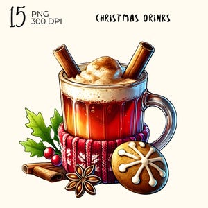 15 PNG : Christmas Drinks Png Clipart Bundle, Festive Food, Christmas ...