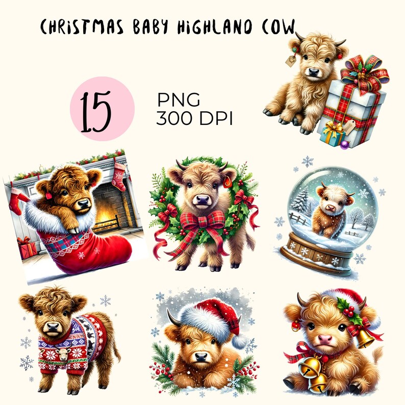 15 PNG : Christmas Baby Highland Cow, Christmas Clipart Png,funny ...