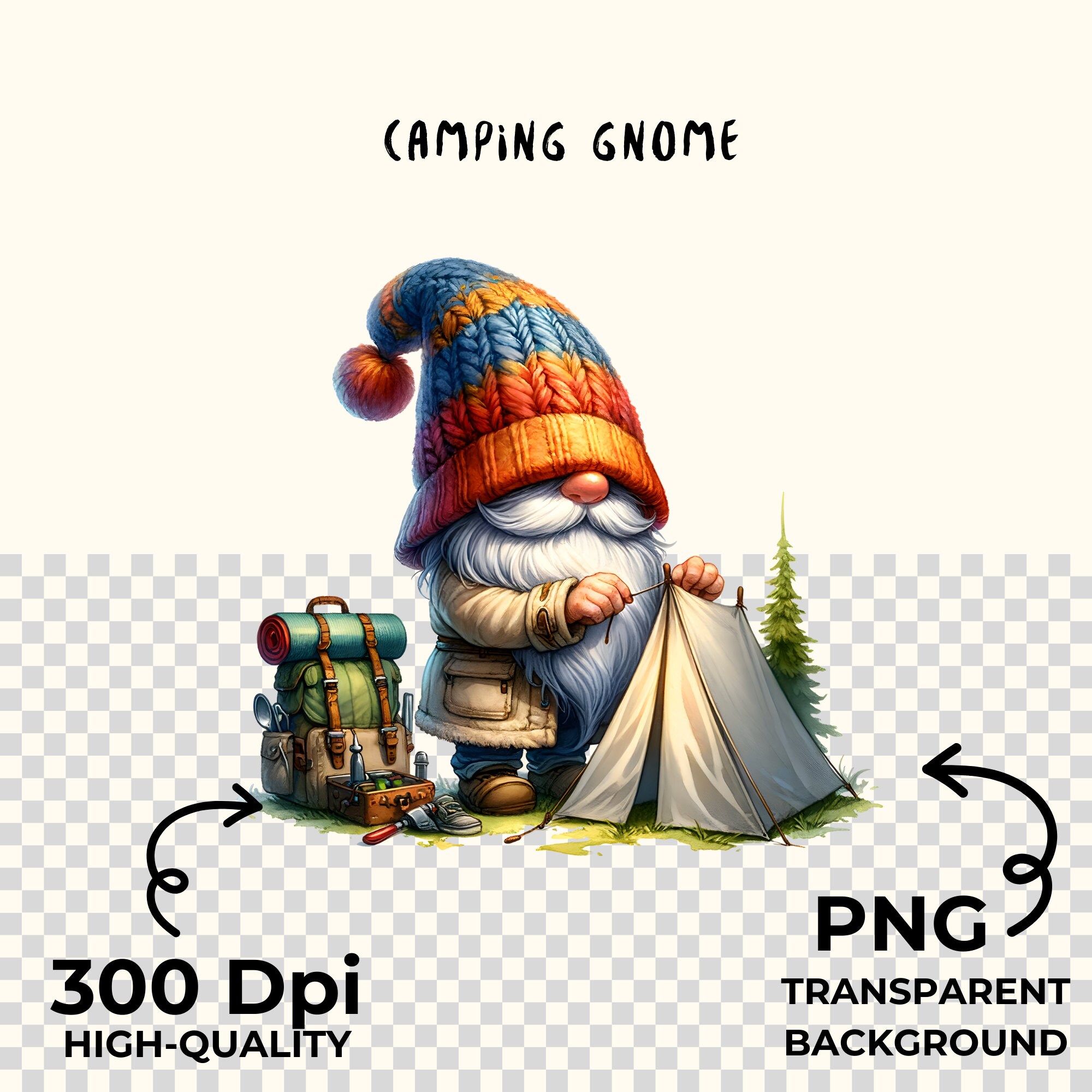 Camping Gnome Watercolor Clipart: 15 PNG Files (digital Download) - Etsy