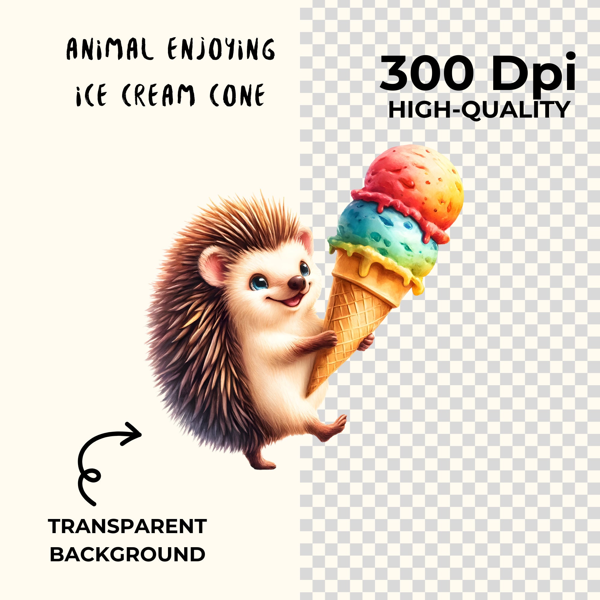 Ice Cream Animal PNG Clipart: Summer Designs (15 Files) (digital ...