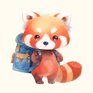 15 PNG Files : Red Panda Camping, Cute Summer Animal Clipart, Animal ...
