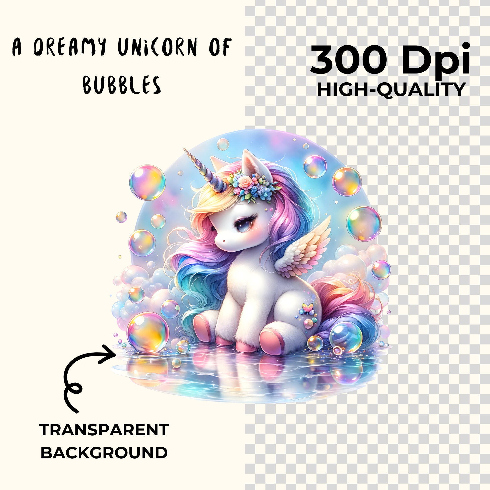 15 PNG Files : A Dreamy Unicorn Floating on a Bed of Pastel-colored ...