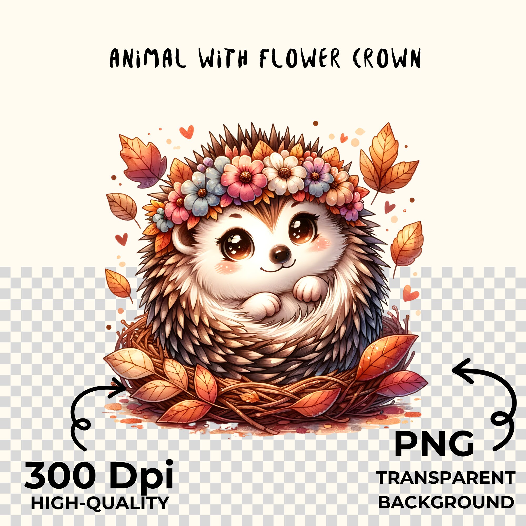 Animal Flower Crown Clipart: Watercolor PNG Files (digital Download) - Etsy