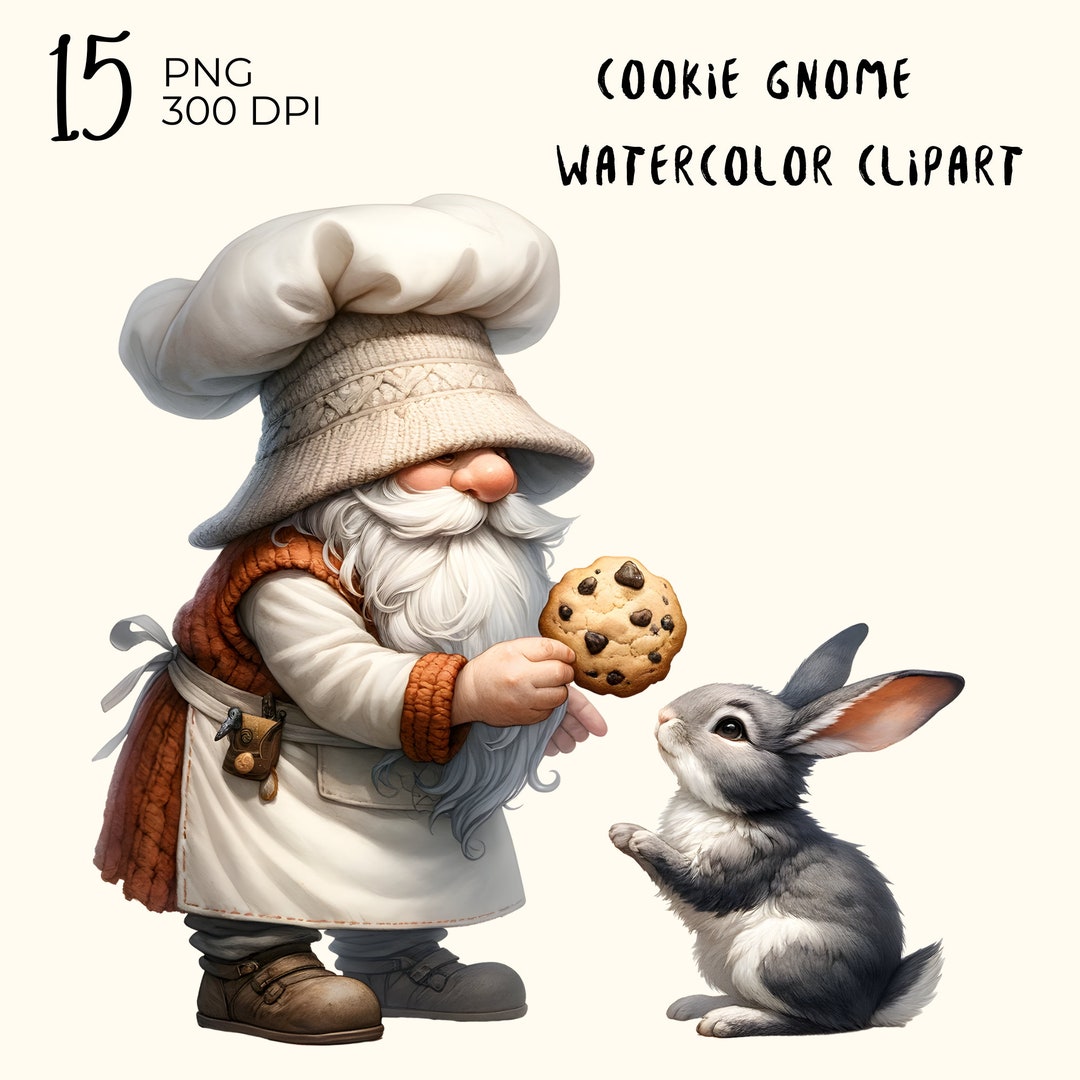 15 PNG Files : Cookie Gnome Clipart, Watercolor Gnome Png, Watercolor ...