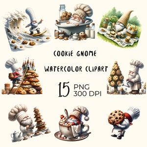 15 PNG Files : Cookie Gnome Clipart, Watercolor Gnome Png, Watercolor ...