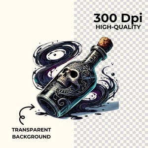 15 PNG : Witch Potion Bottle Clipart, Watercolor Halloween Spooky ...