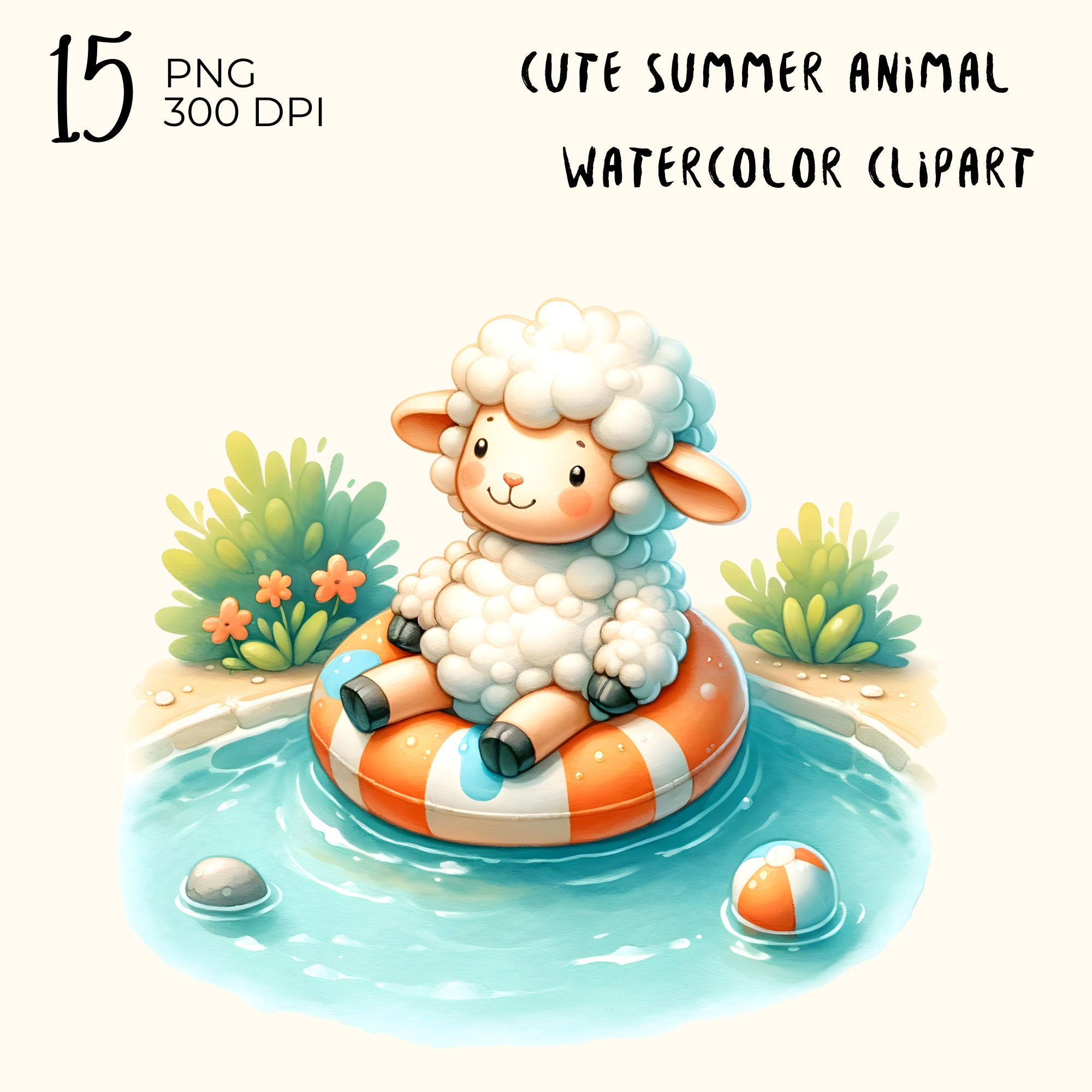 15 PNG Files : Cute Summer Animal Clipart, Animal Clipart, Animal Png ...
