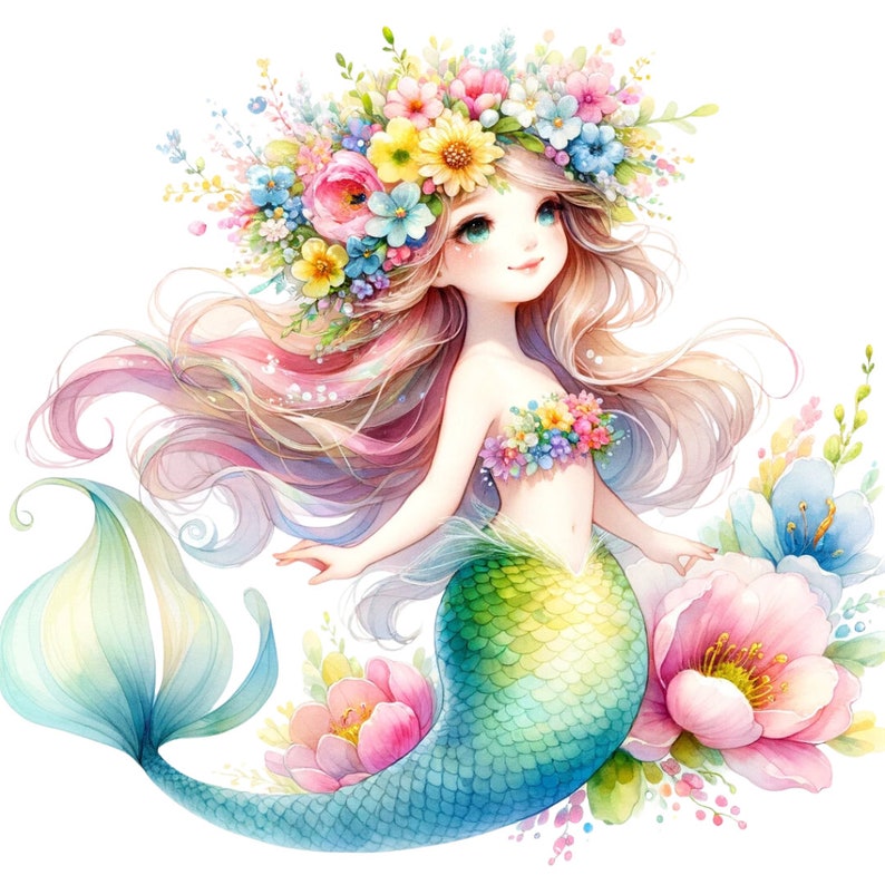 14 PNG Files Enchanted Easter Mermaid: Festive Sea Fantasy, Digital ...