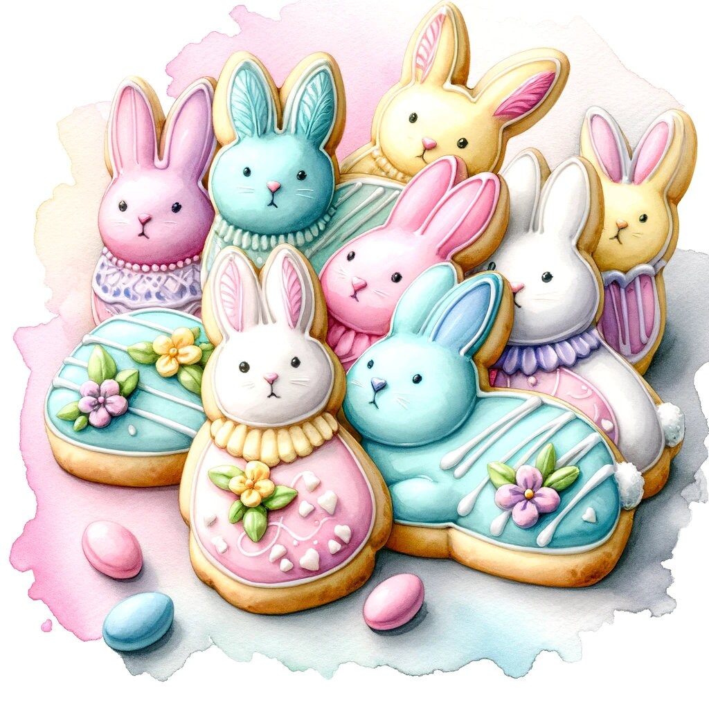 10 JPEG Files : Watercolor Easter Biscuits Clipart, Digital Download ...