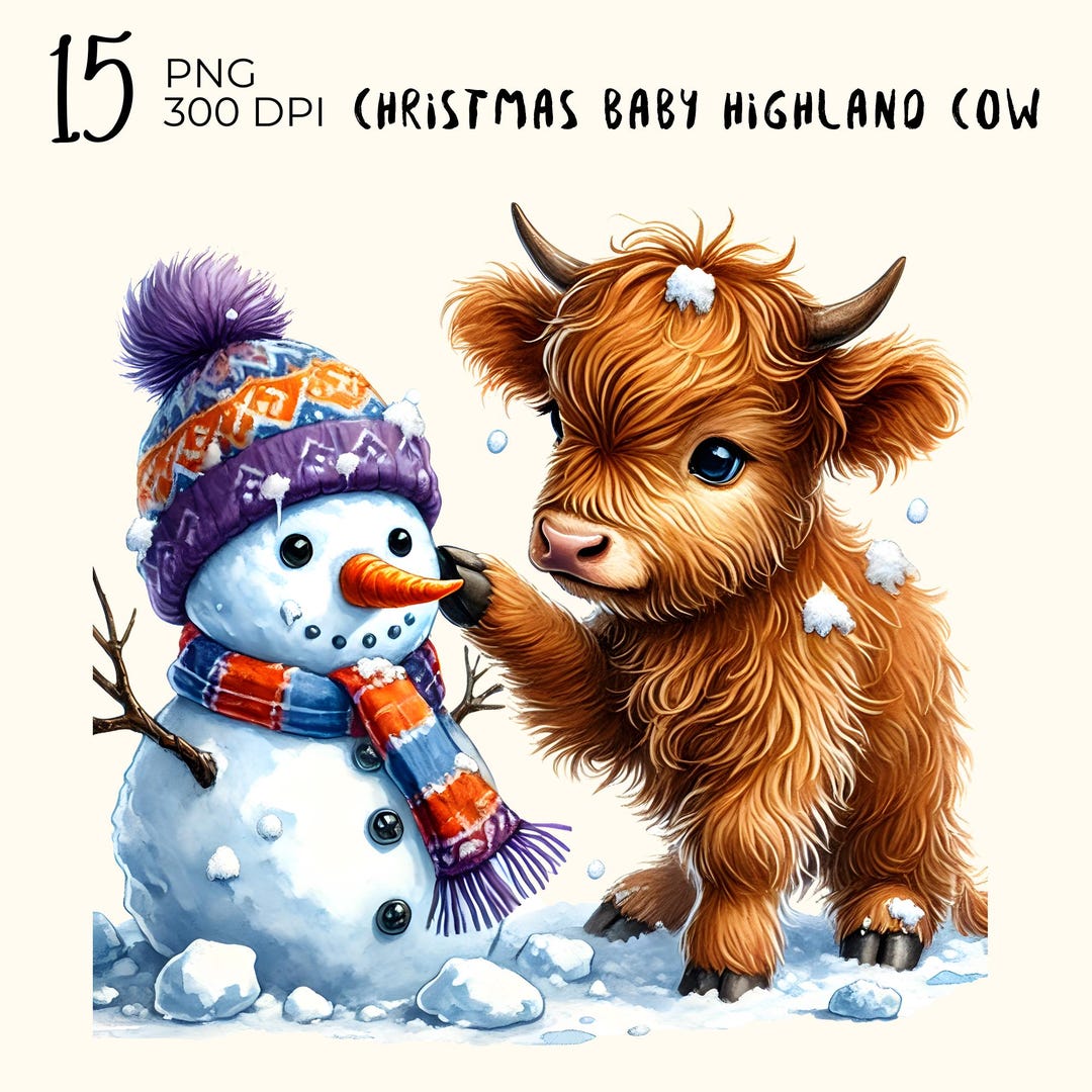 15 PNG : Christmas Baby Highland Cow, Christmas Clipart Png,funny ...