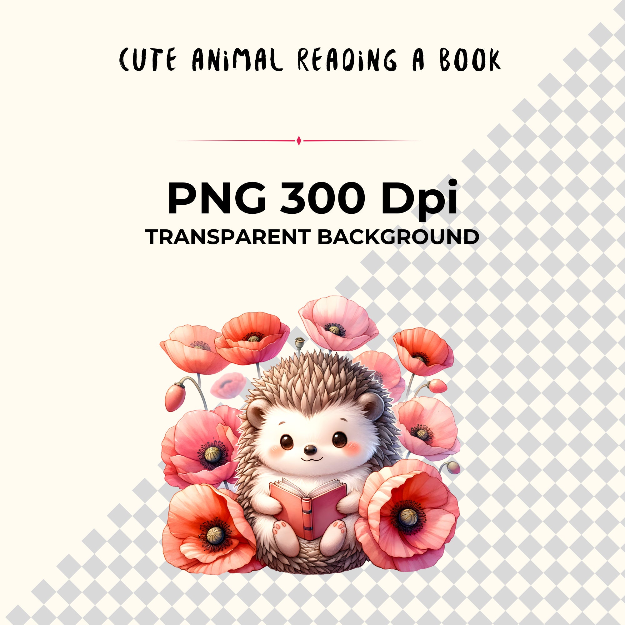 15 PNG Files : Cute Animal Reading a Book, Cute Summer Animal Clipart ...
