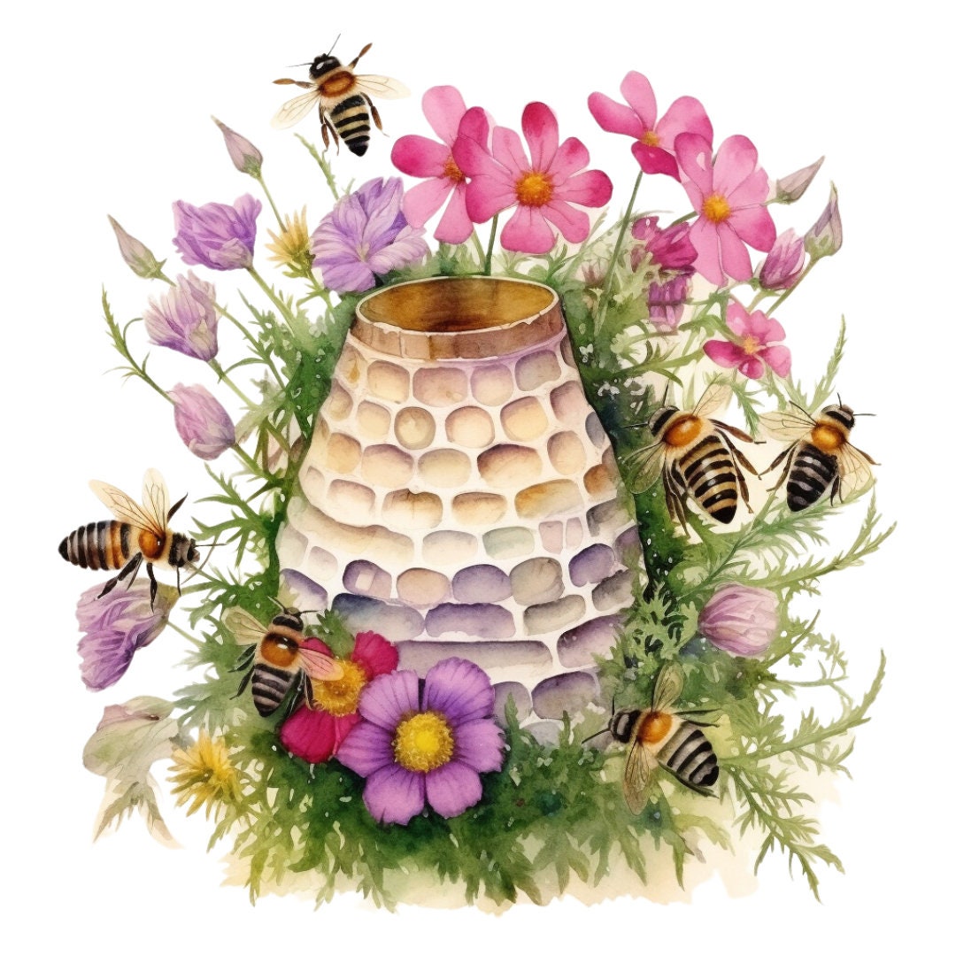 Watercolor Honey Bee Clipart : 8 High Quality Png Transparent File,bee ...